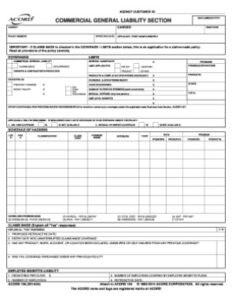 ACORD 126 COMMERCIAL GENERAL LIABILITY SECTION (FORM) - EK Insurance