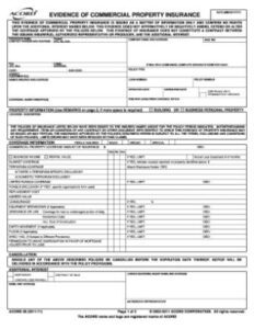 ACORD 28 EVIDENCE OF COMMERCIAL PROPERTY INSURANCE (FORM) - EK Insurance